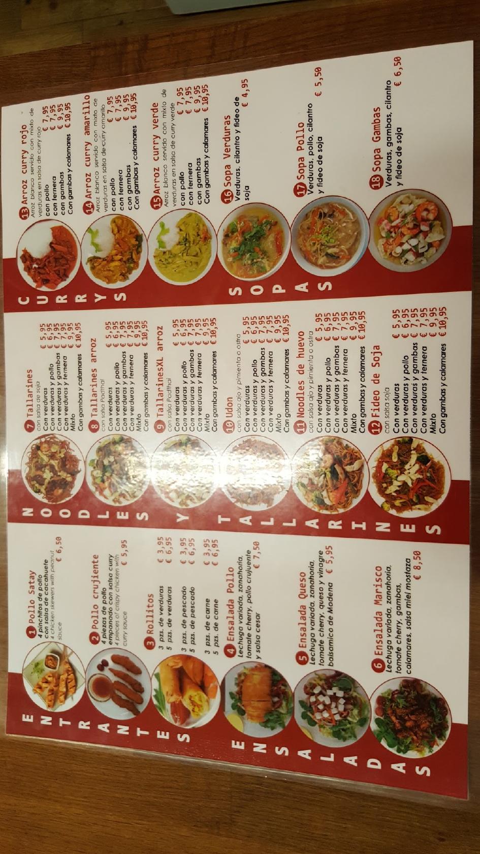 Menu at PUNTO CALIENTE restaurant, Ibiza