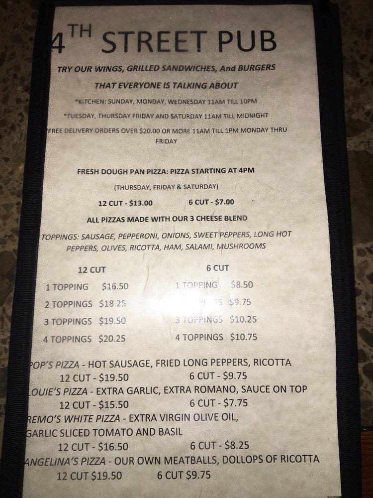 Menu at 4th Street Pub, West Hazleton