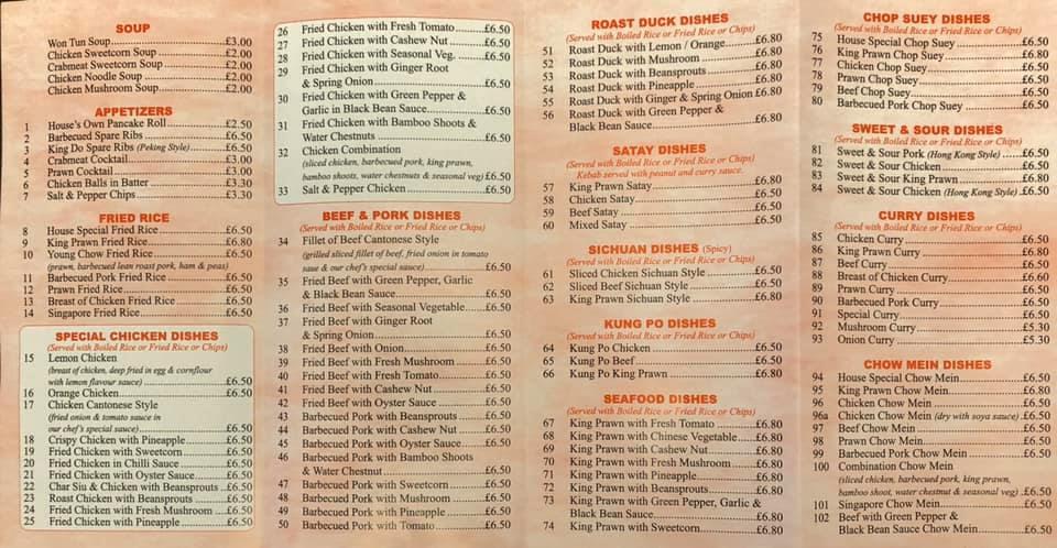 Menu at Golden Bowl fast food, Glasgow, 331 Hallhill Rd