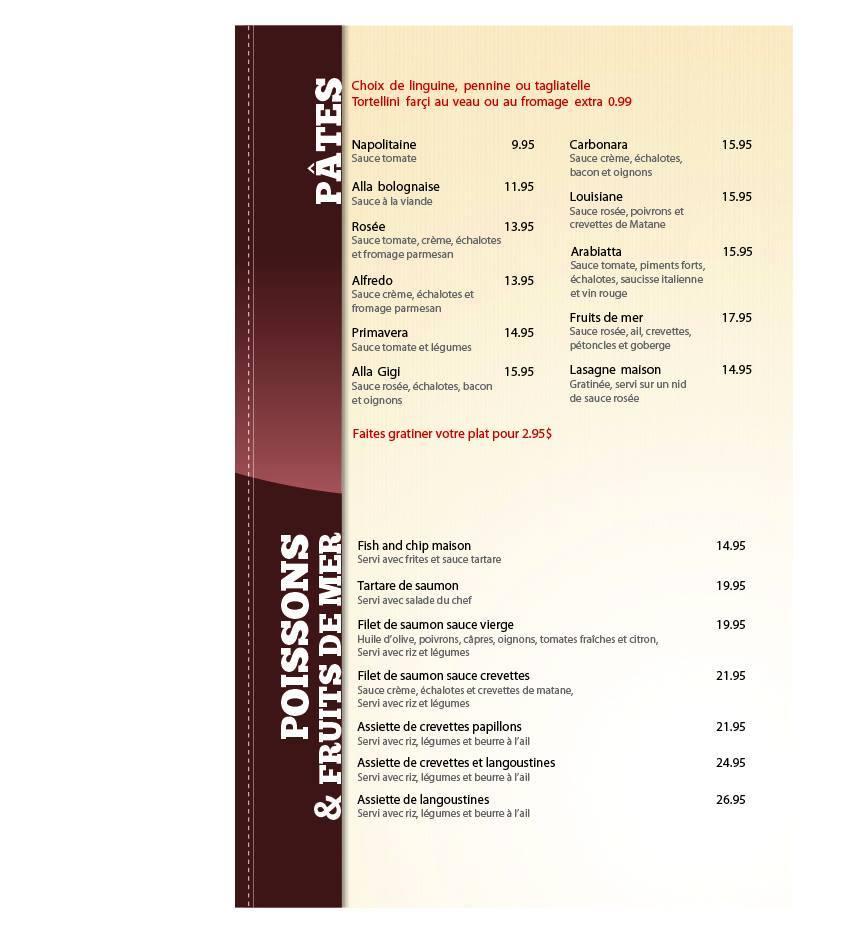Menu at Resto St-Augustin restaurant, Mirabel, Rue de St Augustin