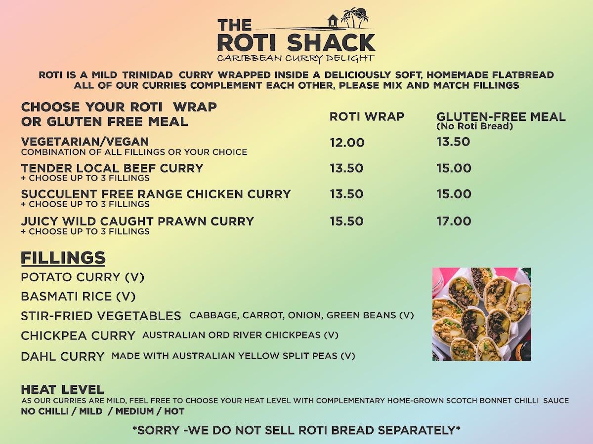 Menu at The Roti Shack fast food, Cairns