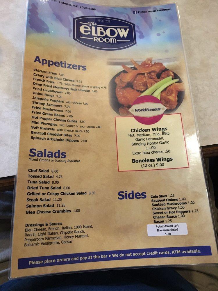 Menu at Elbow Room pub & bar, Elmira