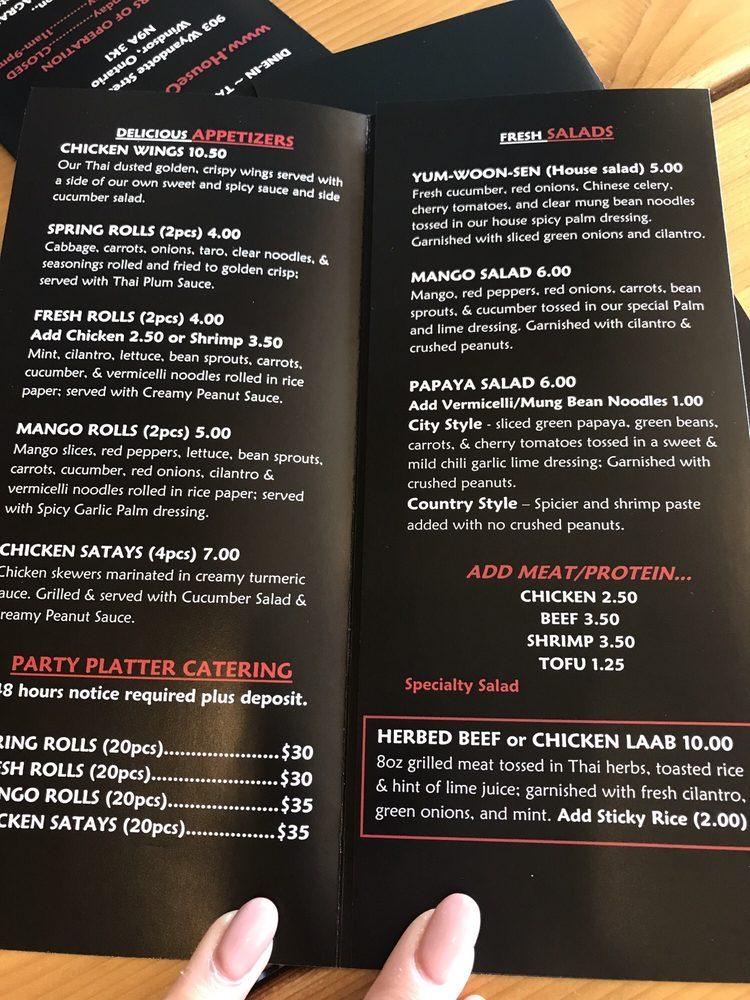 Menu at House of Pad Thai restaurant, Windsor