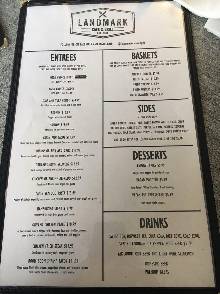 Menu at Landmark Café & Grill cafe, Lucedale