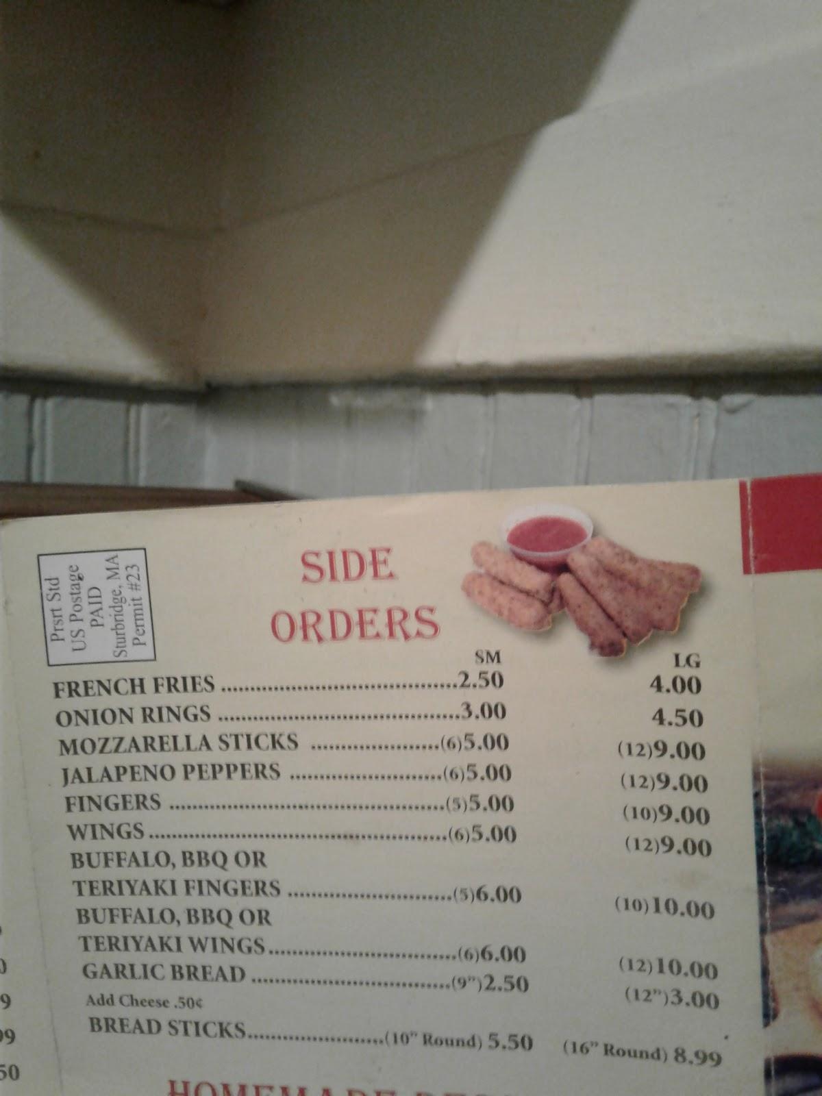 Menu at Lazer's Pizza & Roast Beef pizzeria, Ware