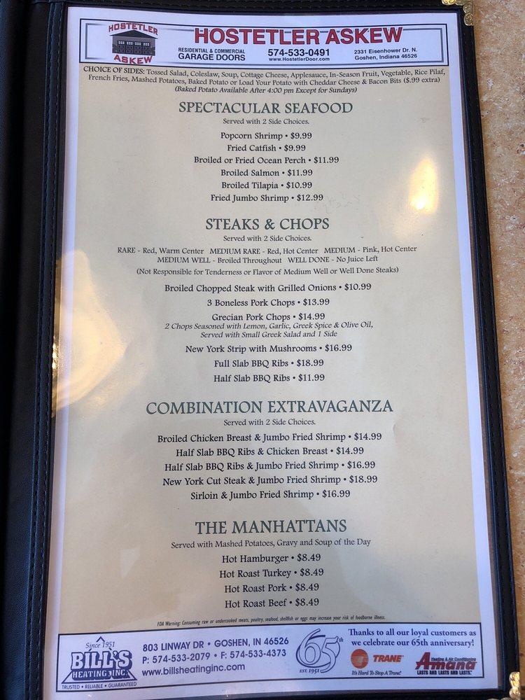 Menu at Lux Cafe, Goshen