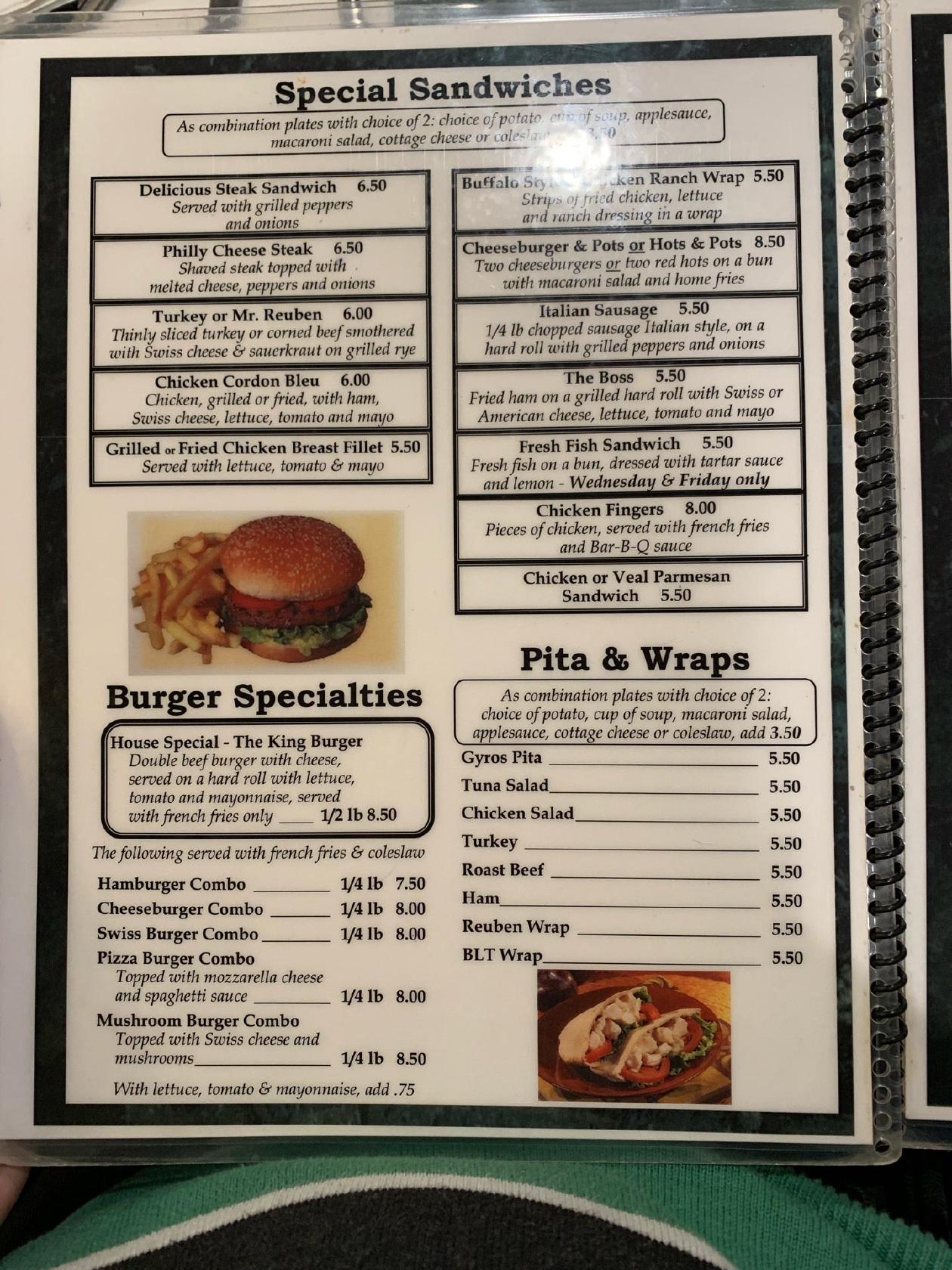 Menu at Bob's Diner restaurant, Rochester, E Henrietta Rd