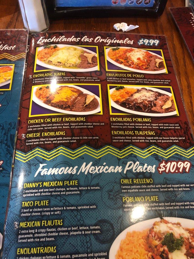 Menu at Danny's restaurant, Laredo, TX-359