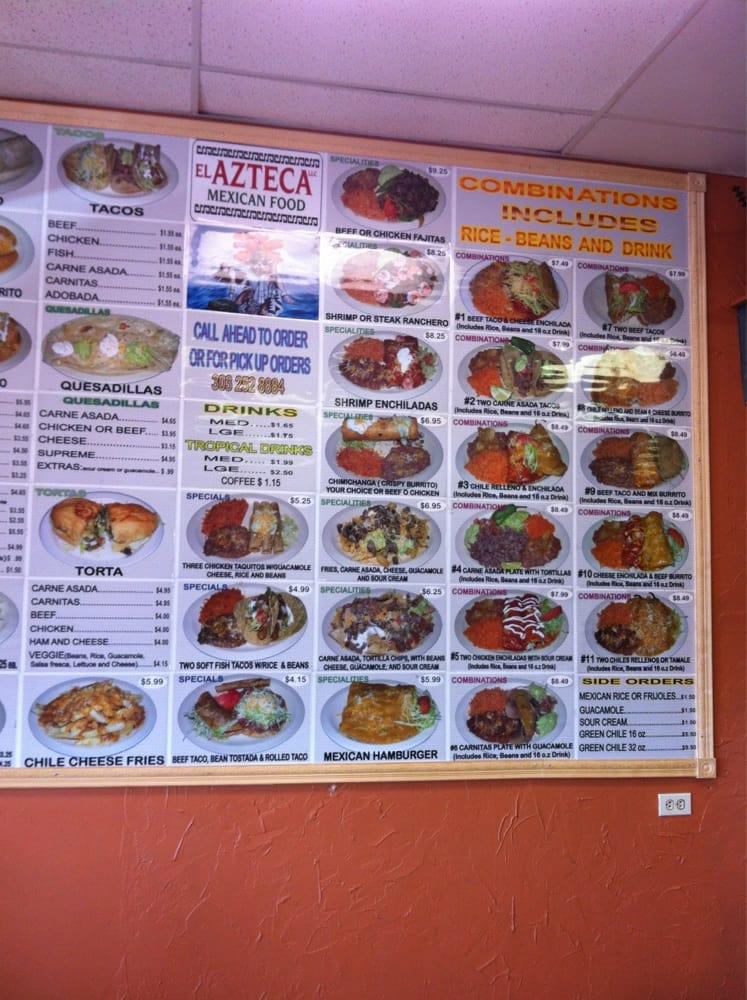 Menu at El Azteca Mexican Food restaurant, Thornton, E 120th Ave