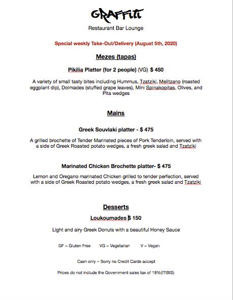 Menu at Graffiti Restaurant Bar Lounge, Cabarete