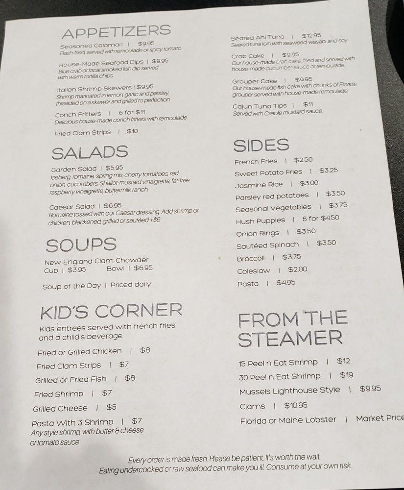 Menu at Lighthouse Seafood Market & Cafe, Lake Mary, 101 N Country Club Rd