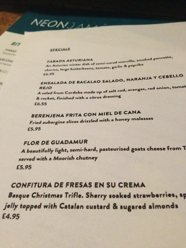 Menu at Neon Jamon pub & bar, Liverpool, 336-338 Smithdown Rd