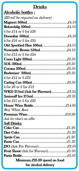 Menu at The Three Chimneys restaurant, Weymouth