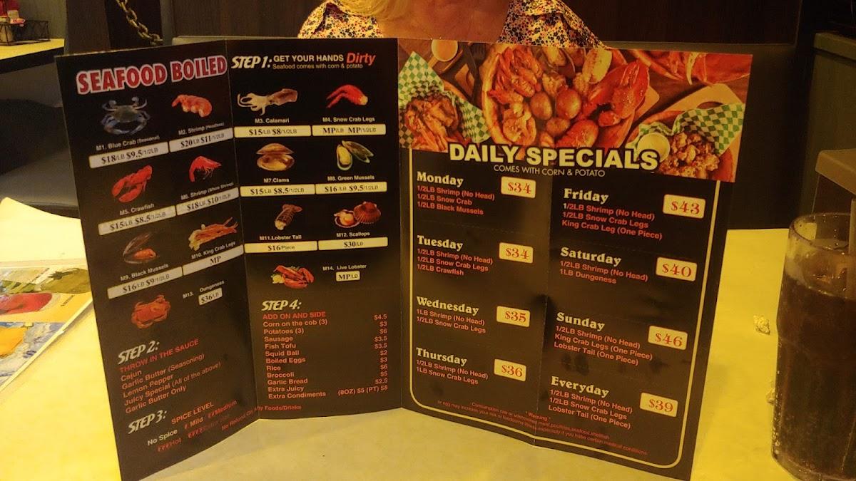 Menu at Alaska Crab pub & bar, Moreno Valley