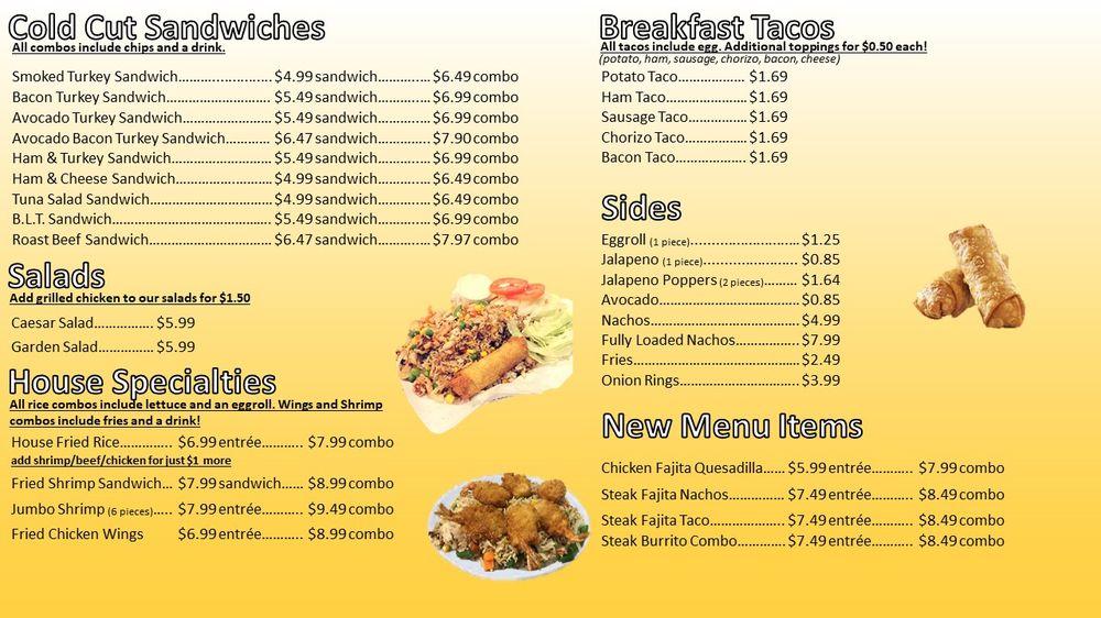 Menu at Bob's Deli Station restaurant, Houston