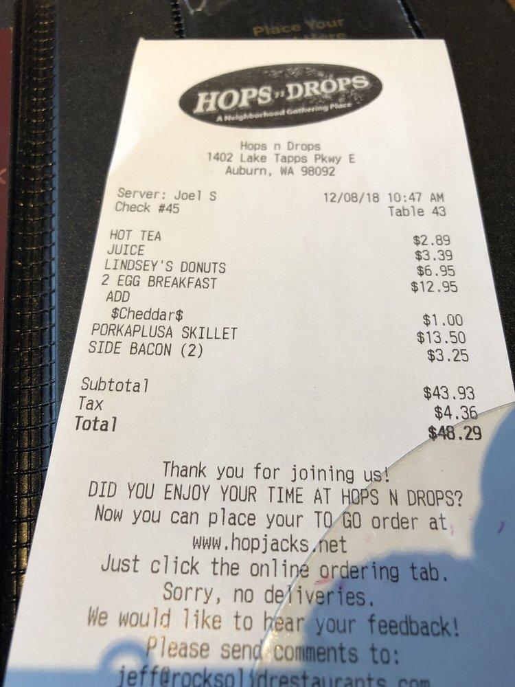 Menu at Hops n Drops restaurant, Auburn