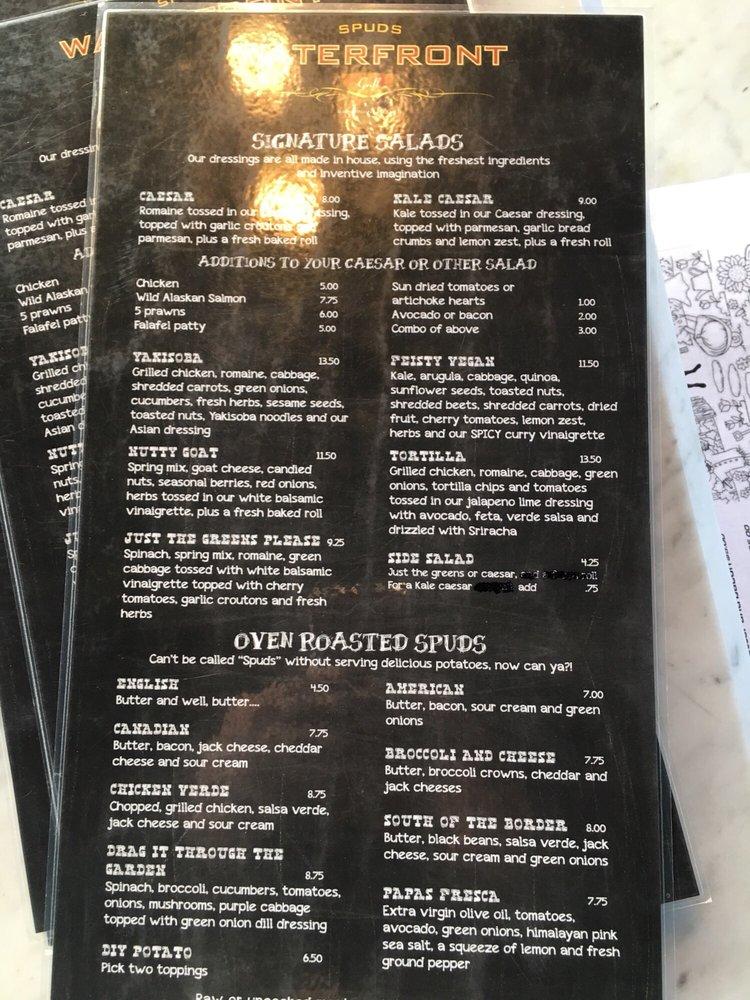 Menu at Spuds Waterfront Grill restaurant, Sandpoint