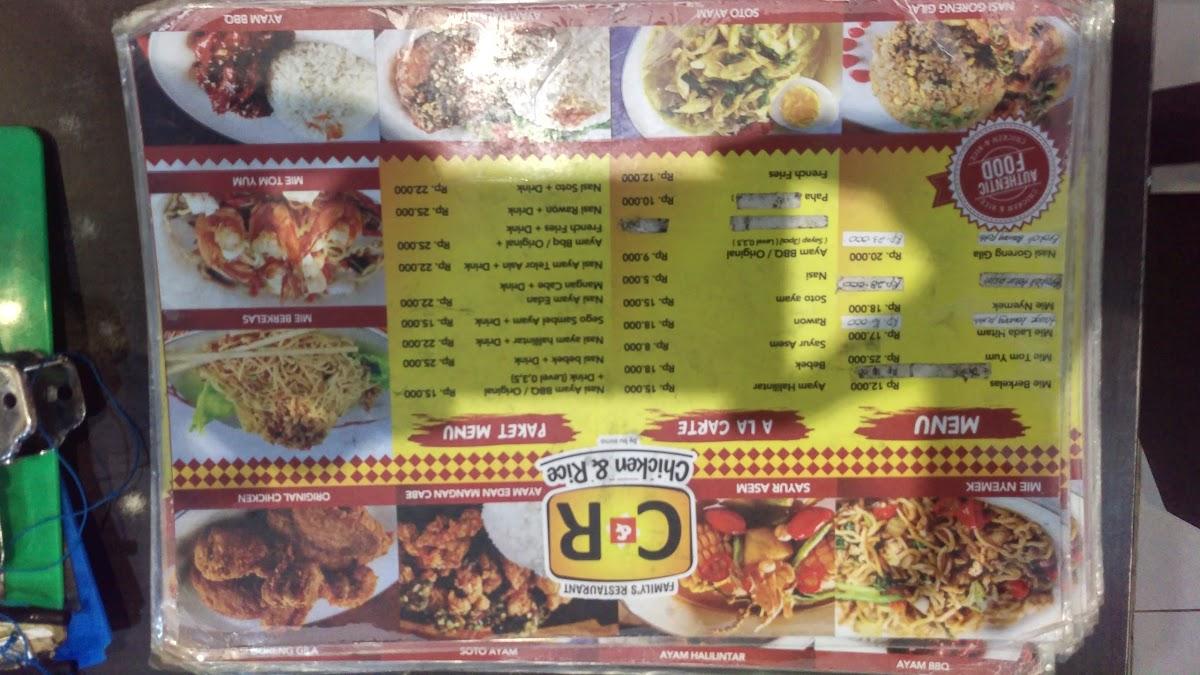 Menu at C & R (Chicken & Rice) restaurant, Denpasar