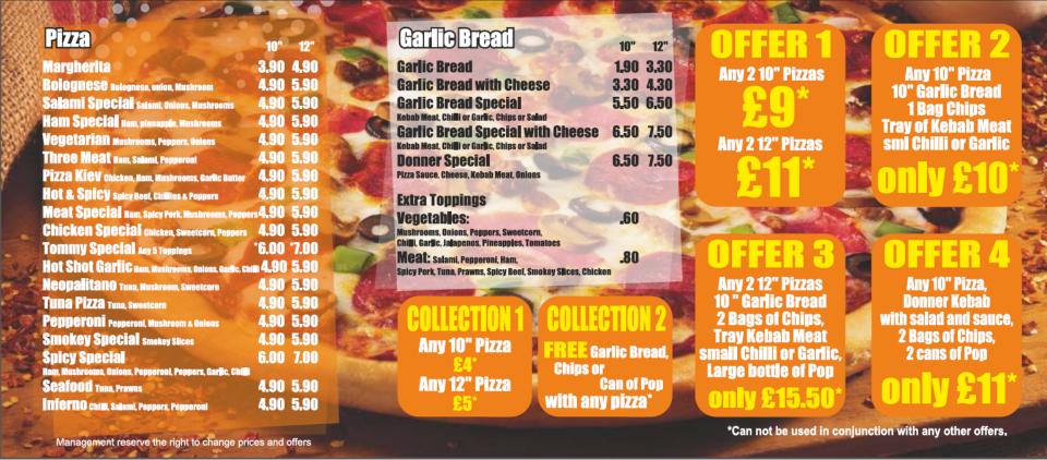 Menu at Bait Box Fish Bar, Ashington