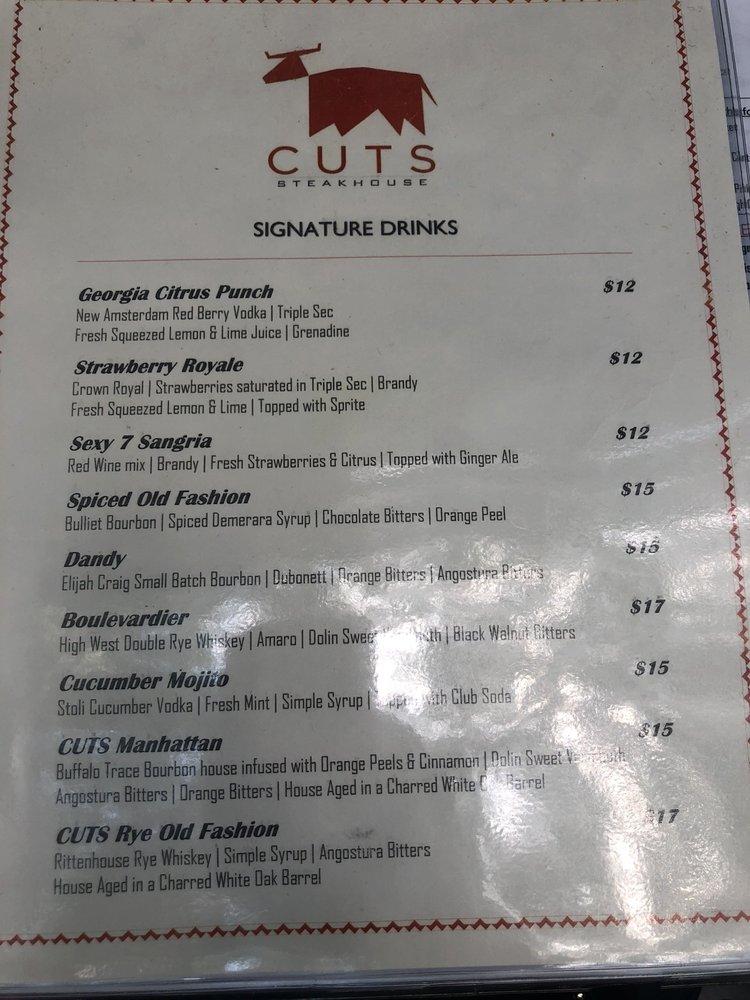 Menu at Cuts Steakhouse, Atlanta