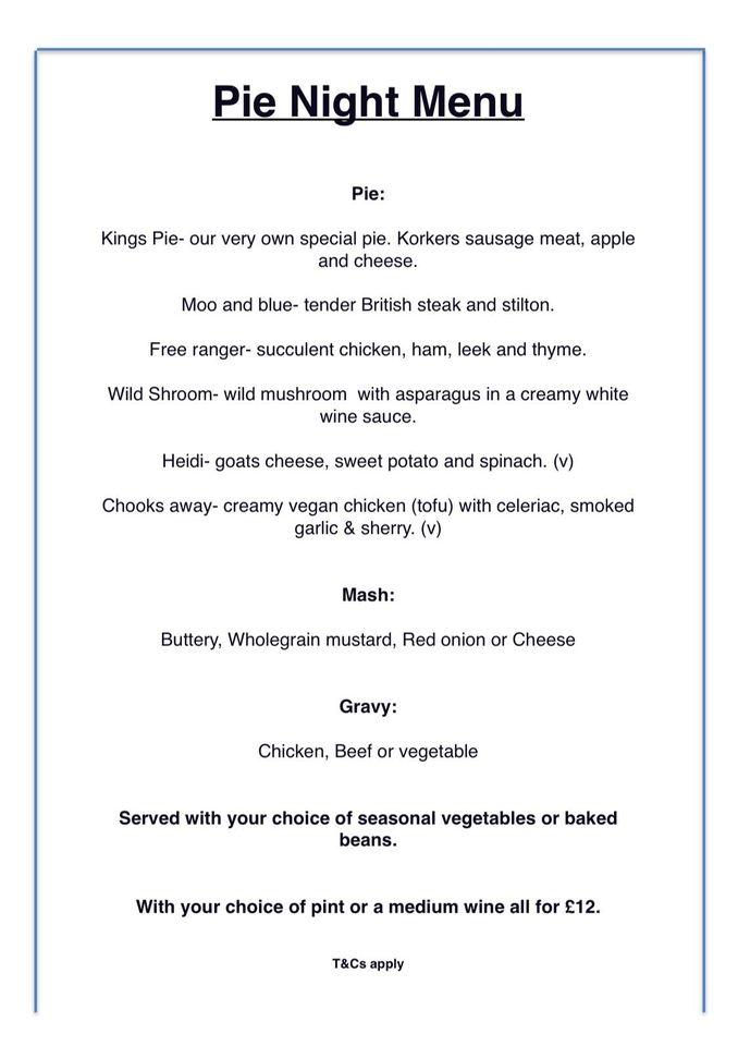 Menu at Kings Head pub & bar, Staplehurst, High St