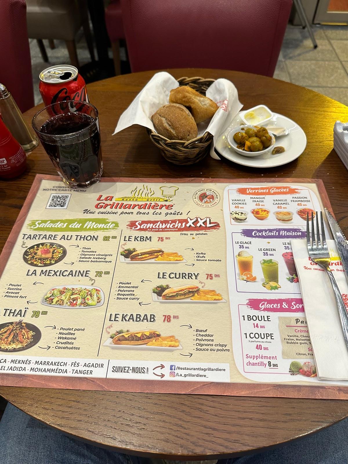 Speisekarte von La Grillardière restaurant, Tanger