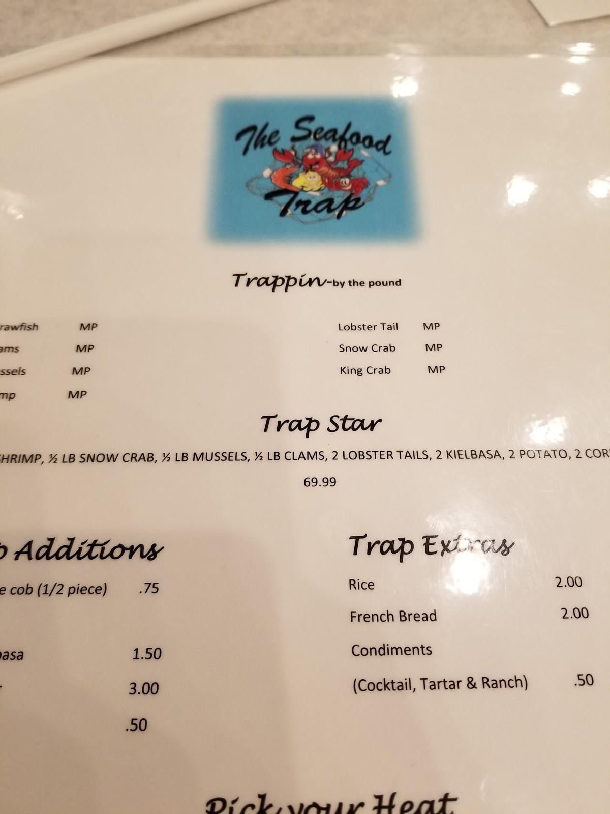 Menu at The Seafood Trap restaurant, Des Moines