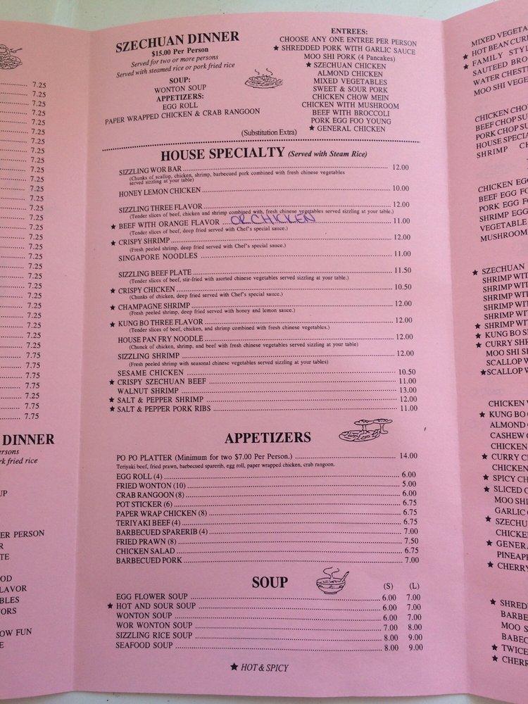 Menu at China Chef restaurant, Yerington