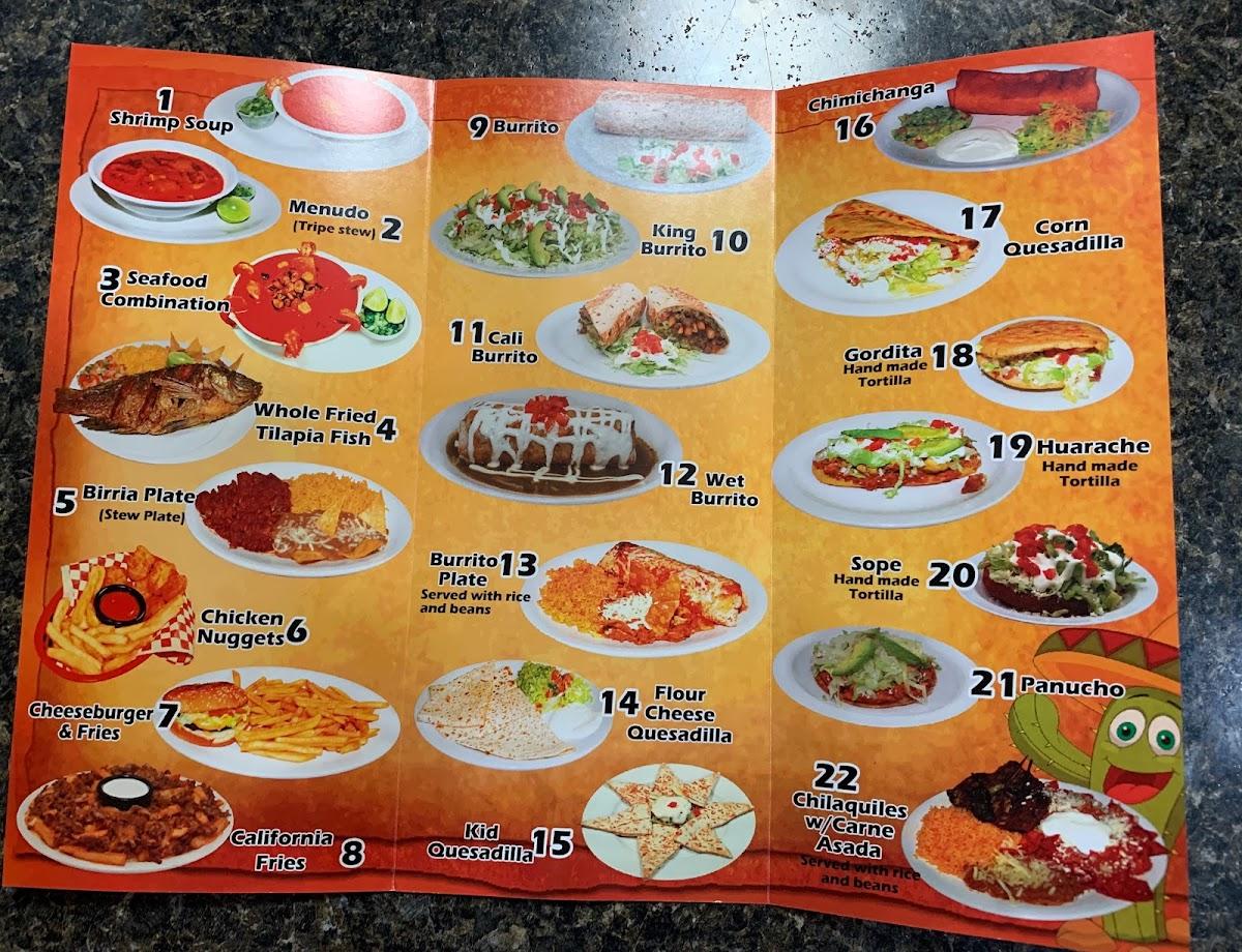 Menu at Su Casa Marquez restaurant, Vancouver