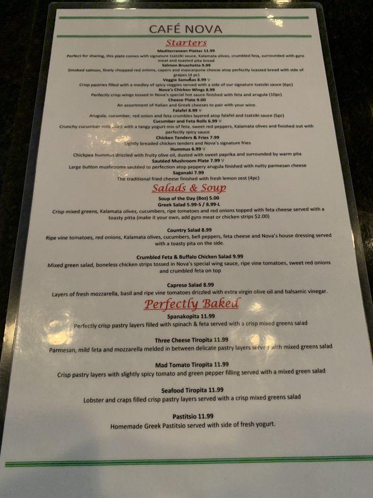 Menu at Cafe Nova, St. Louis, S Kingshighway Blvd