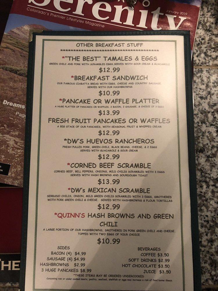 Menu at Conifer Cafe, Conifer