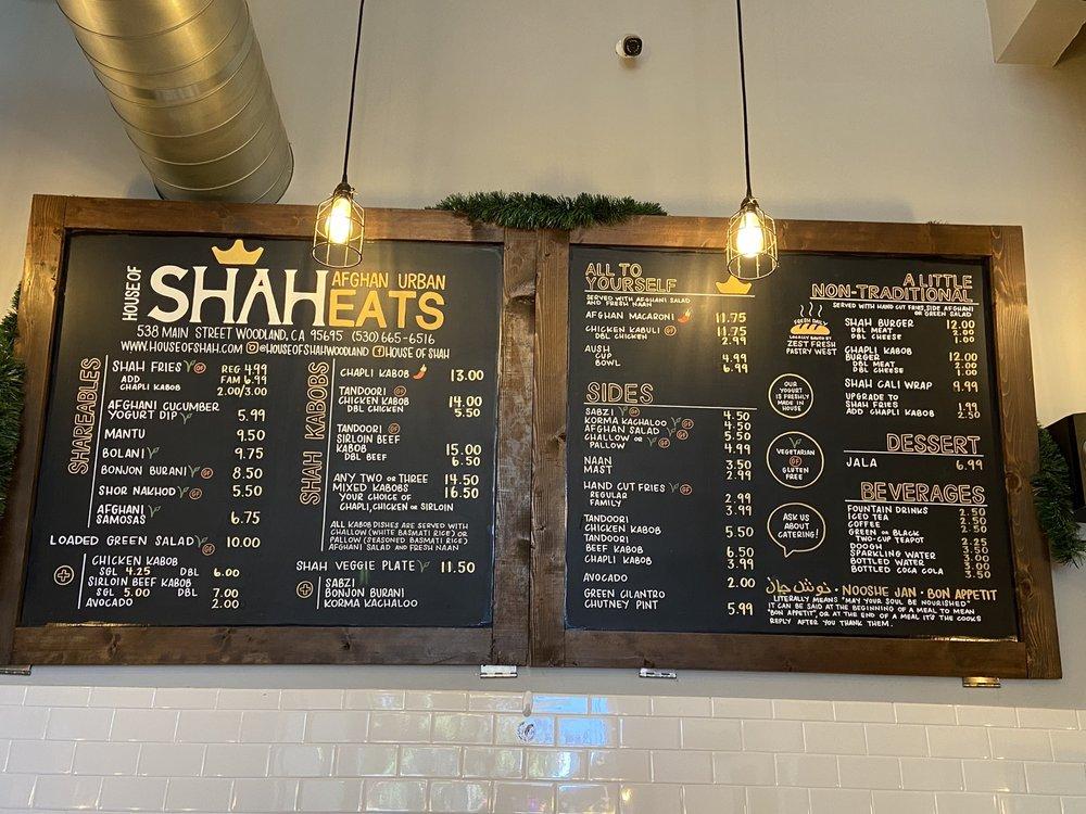 Menu at House Of Shah Afghan Urban Eats restaurant, Woodland