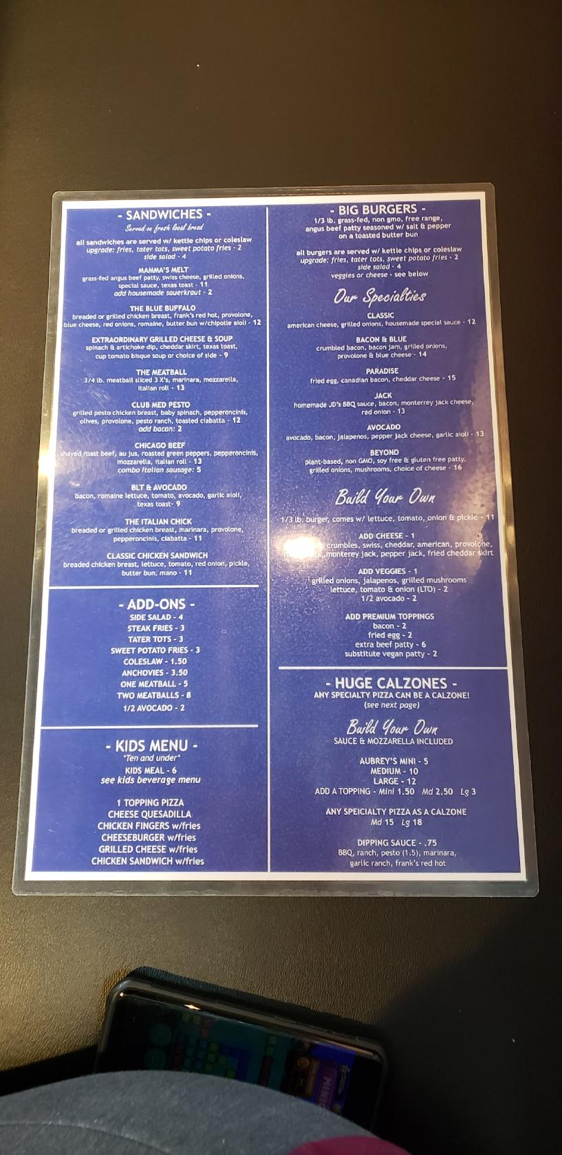 Menu at Mamma Celeste's Gastropub & Pizzeria, Sparks