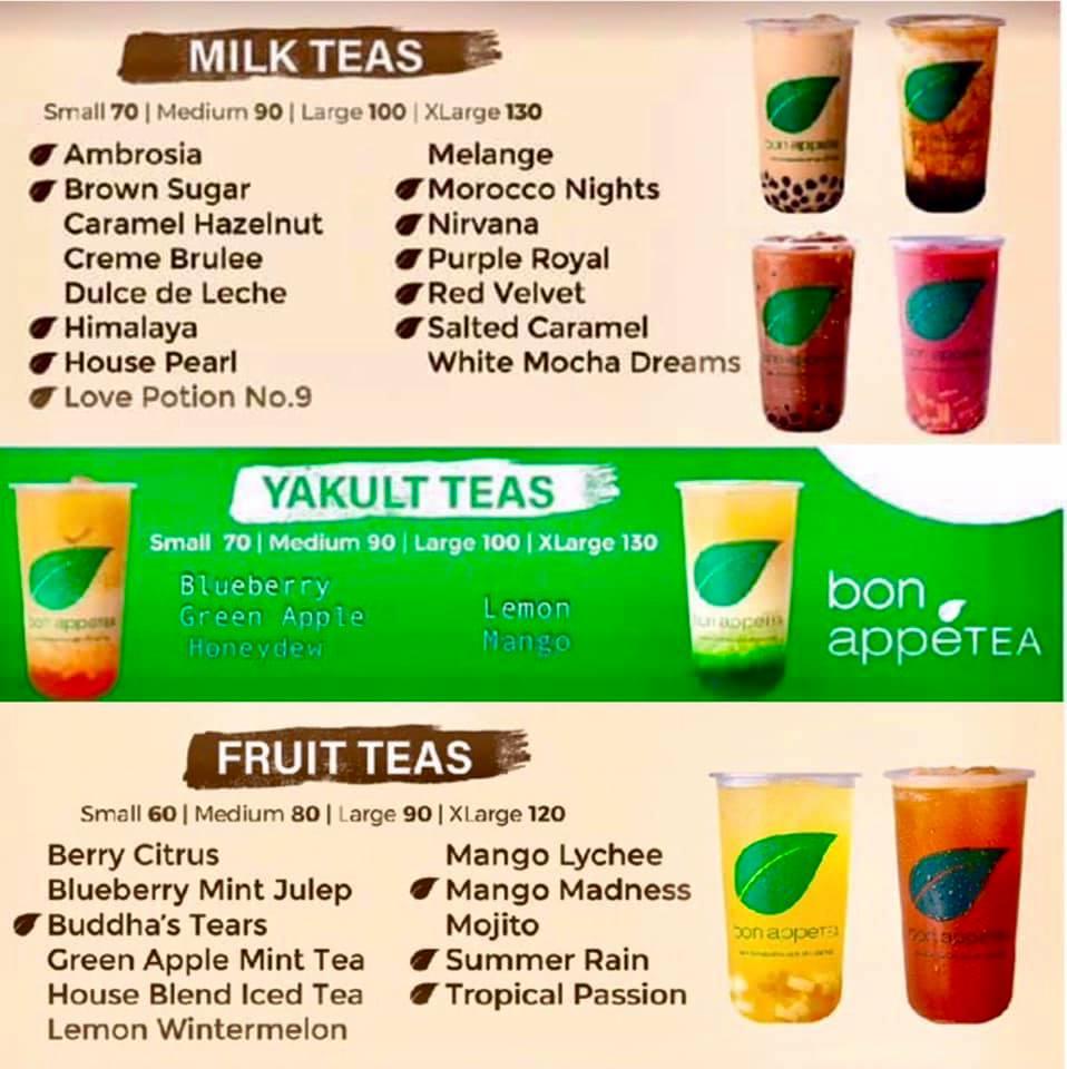 Menu at Bon Appetea Capas, Tarlac, Capas
