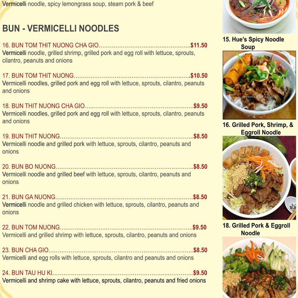 Menu at Pho #1 Noodle House restaurant, Salinas