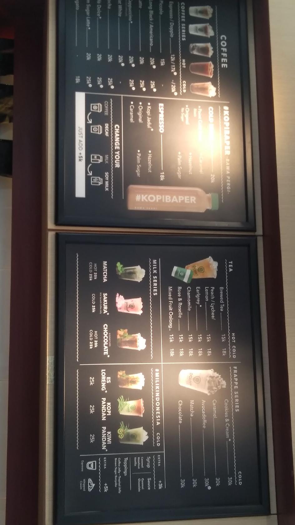 Menu at Point Coffee, West Jakarta, Blok F. 1 No