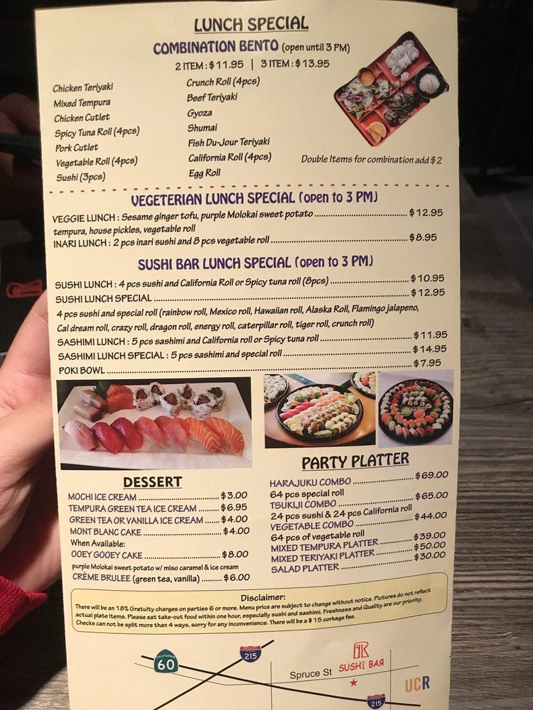 Menu at Sushi R91 restaurant, Riverside