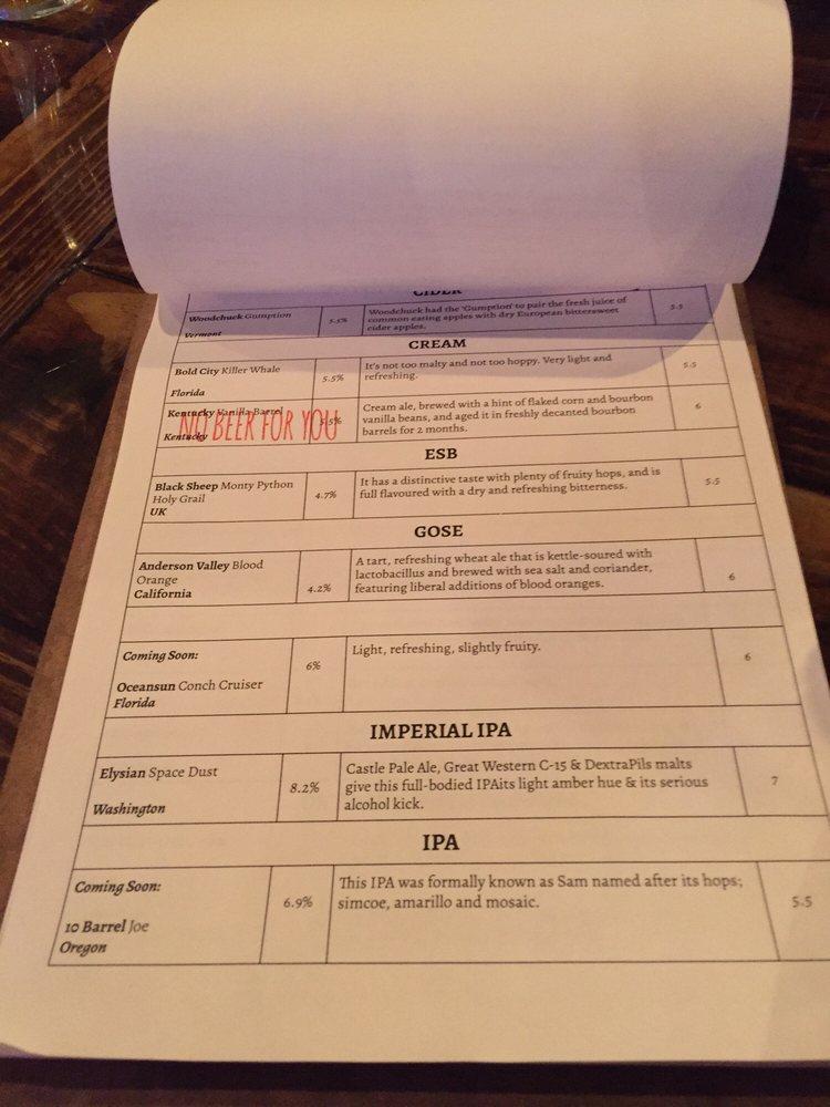 Menu at Village Idiot Pub, Cocoa