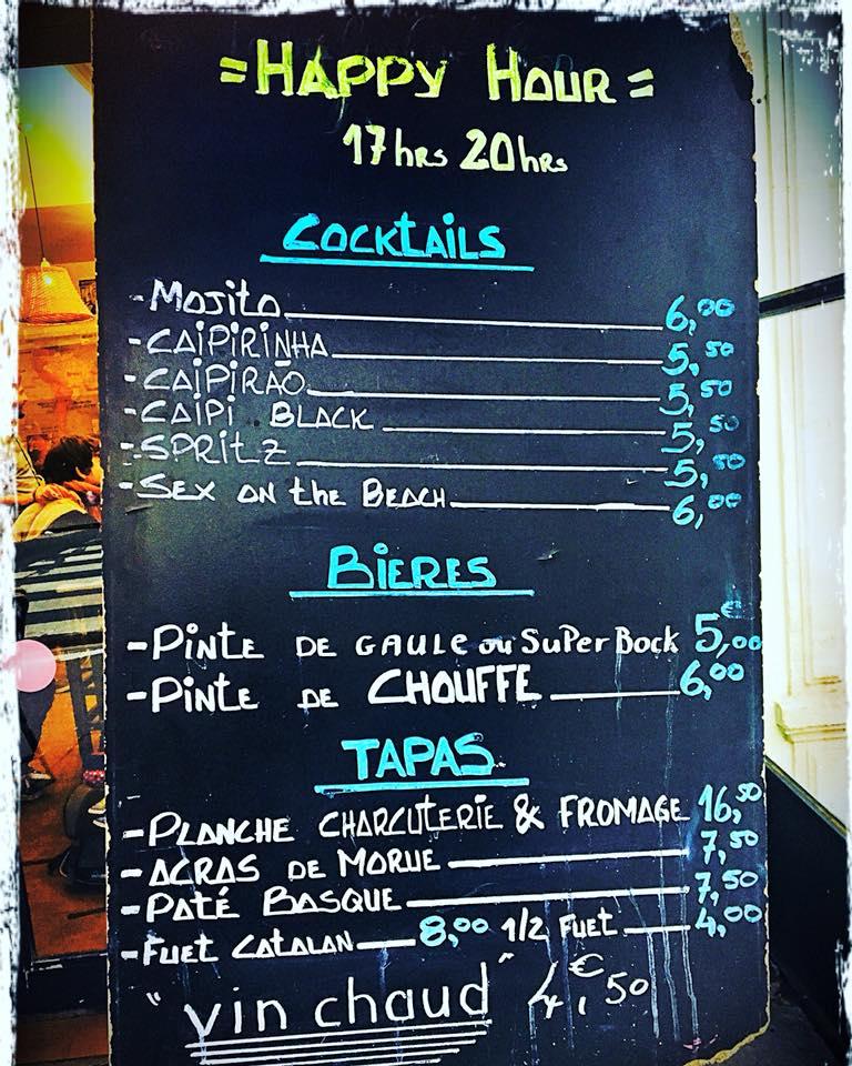 Menu at Les comptoirs de Lisbonne restaurant, Paris, 14 Rue Faidherbe