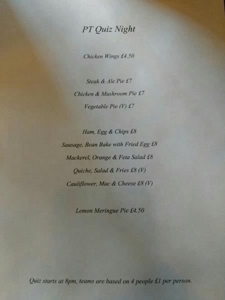 Menu at The Park Tavern pub & bar, Chichester
