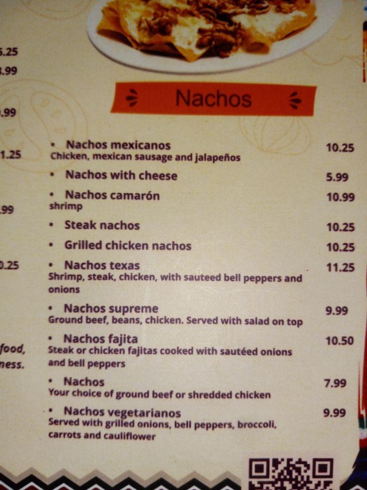 Menu at El Barril Mexican Restaurant, Edgington