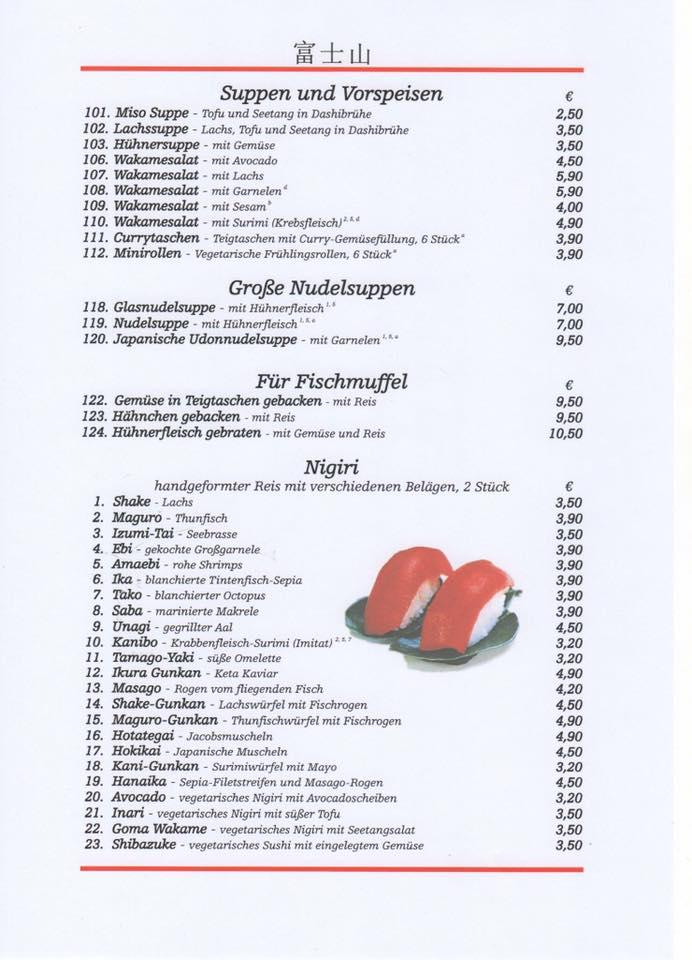 Menu at Fujisan Restaurant, Dresden, Bodenbacher Str. 120