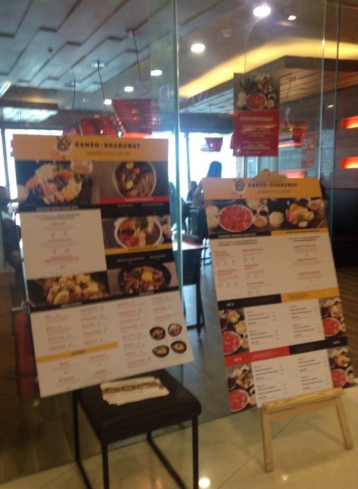 Carta del restaurante Ganso-Shabuway Japanese Style Hot Pot, Mandaluyong