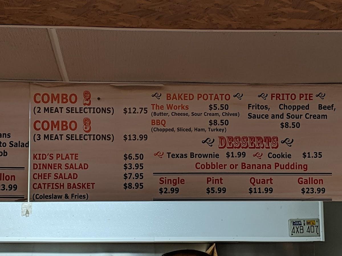 Menu at Sam's BBQ and Private Bar, Boyd