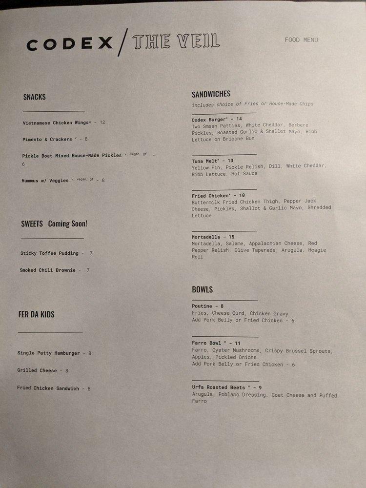 Menu at The Veil pub & bar, Norfolk