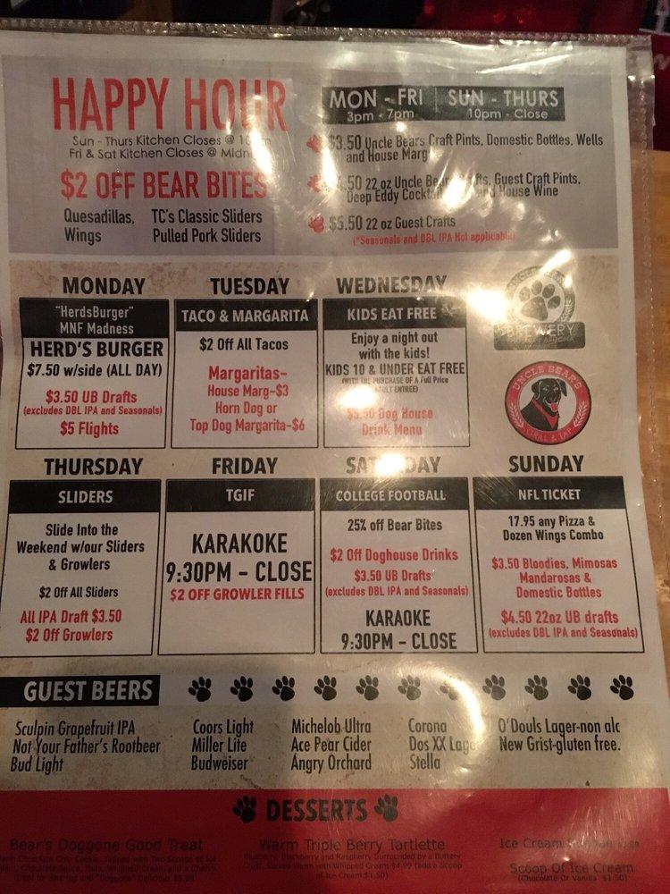 Menu at Uncle Bear's Grill & Tap - Baseline pub & bar, Mesa, E Baseline ...