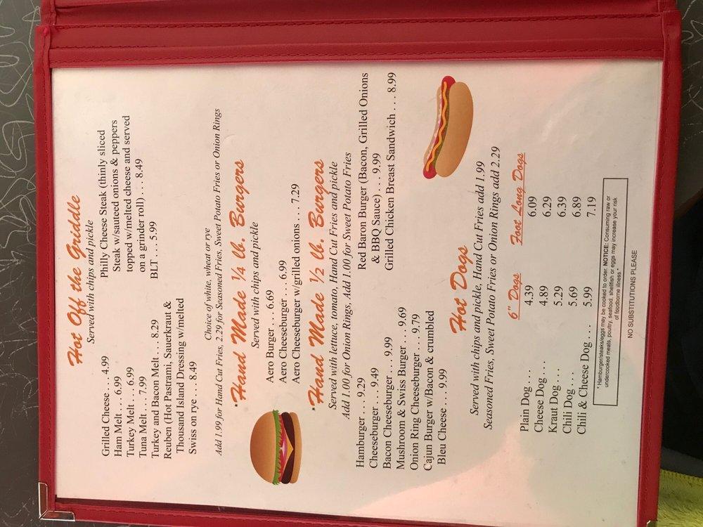 Menu at Aero Diner restaurant, Windham