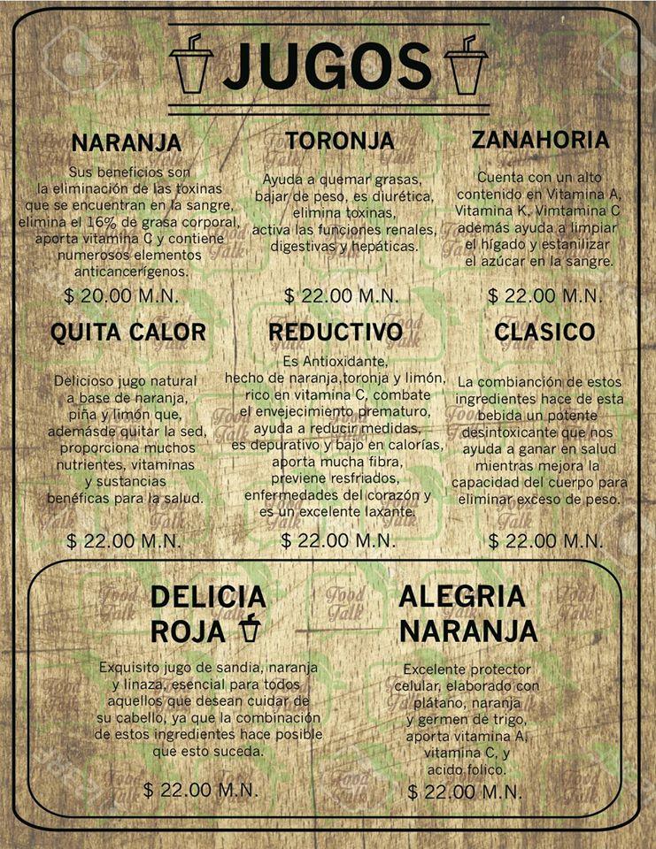 Menu at Food Talk restaurant, Tijuana