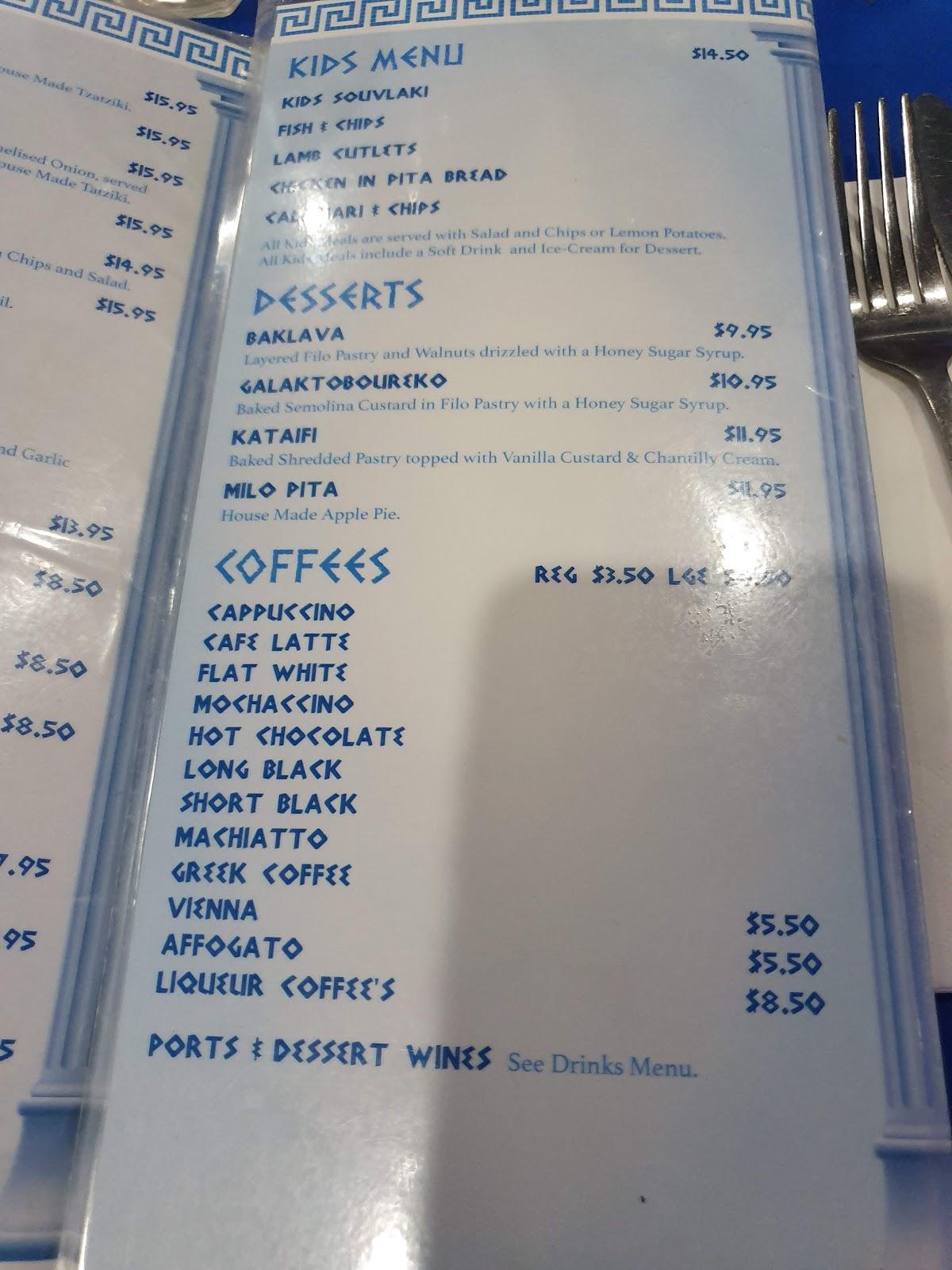 Menu at Let's Do Greek restaurant, Mackay