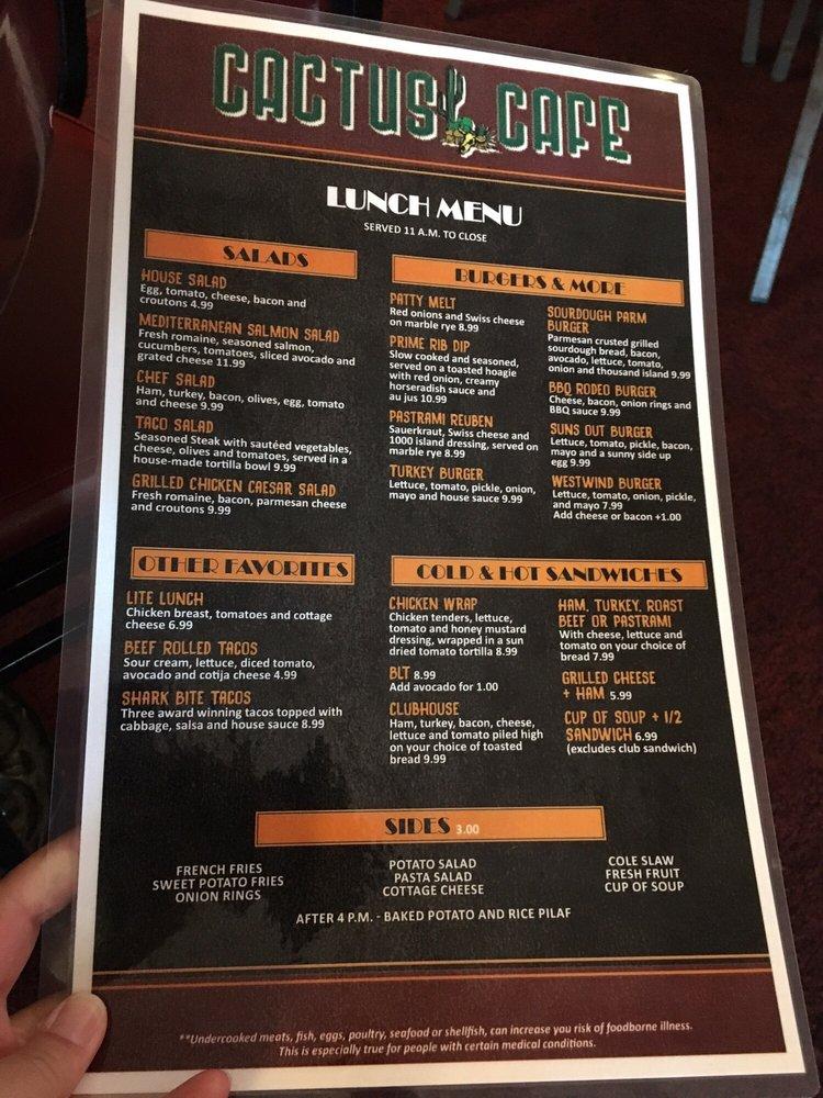 Menu at Cactus Cafe, Yuma, E 32nd St